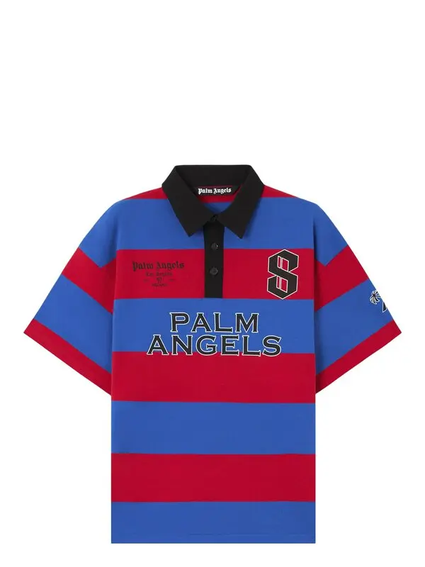 Palm Angels Striped Short Sleeve Polo - Red