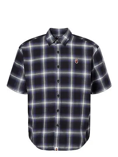 A BATHING APE One Point Plaid-print Cotton-blend Shirt - Black
