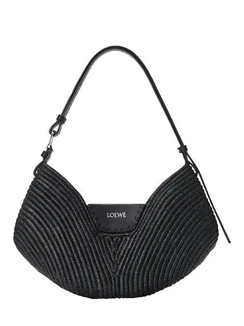 Loewe X Paula's Ibiza Swing Medium Raffia Shoulder Bag - Black