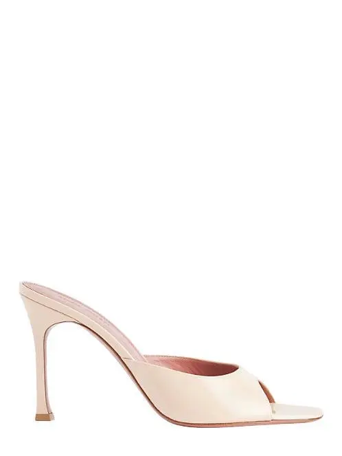Amina Muaddi Alexa 95 Leather Heeled Sandals - Champagne