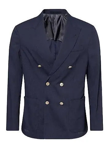 Eleventy Double Breasted Woven Jacket - Blue