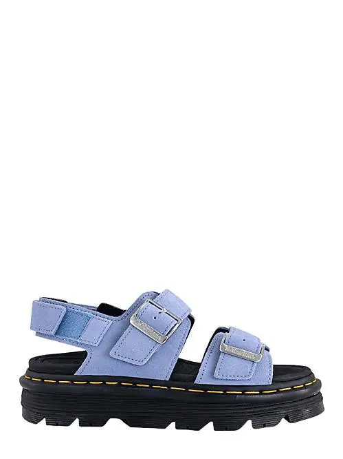 Dr. Martens Zebzag Suede Buckled Platform Sandals - Cornflower Blue
