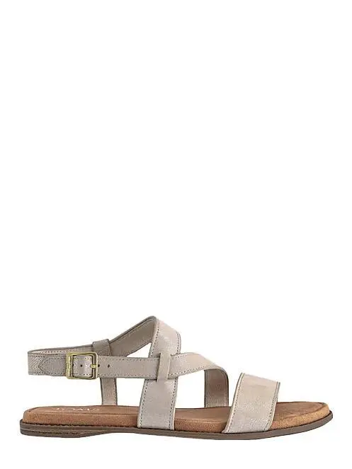 Toms Mar Leather Sandals With Buckle Fastening - Champagne Shimmer Suede