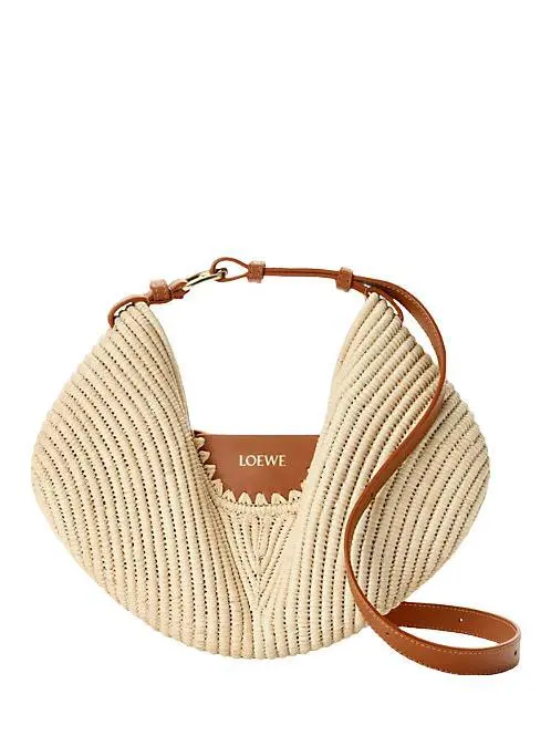 Loewe Medium Swing Raffia And Leather Top-handle Bag - Natural/tan