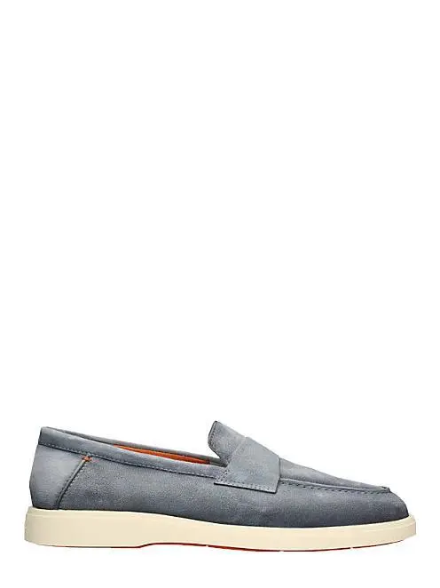 Santoni Detroit Suede Loafers - Pale Blue
