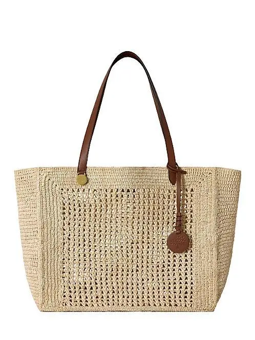 Mulberry Crochet Raffia Tote Bag - Natural