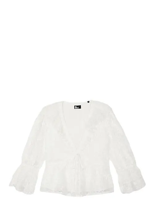 The Kooples Lace V-neck Top - Ecru