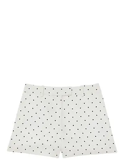 REISS Beatrix Polka Dot Woven Shorts - White Navy