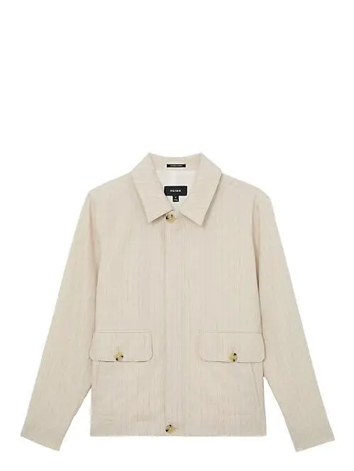 REISS Slayman Pinstripe Stretch Jacket - Off White