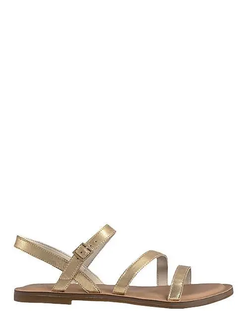 Toms Kira Leather Sandals - Light Gold Metallic Leat