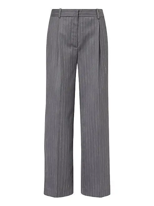 ANINE BING Trent Pinstripe Wool Trousers - Multi