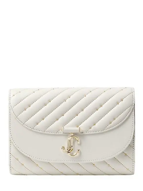 JIMMY CHOO Curved Quilted Leather Clutch Bag - Latte/shiny Gold