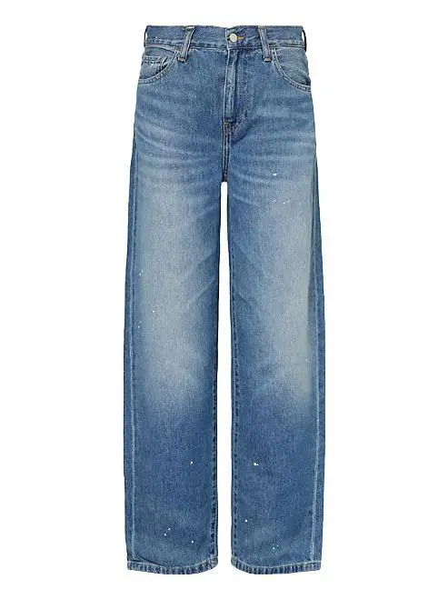 Carhartt Work In Progress Tapered-leg Denim Trousers With Paint Splatter Detail - Blue