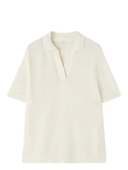 JOSEPH Open Collar Knit Top - Wax