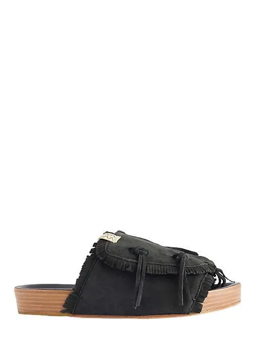 Visvim Christo Shaman Folk Leather Flat Sandals - Black