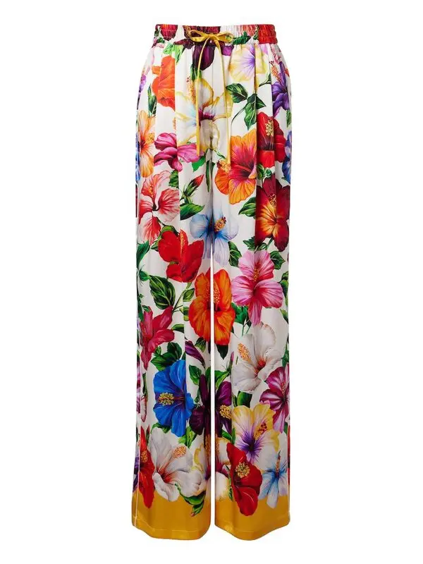 Dolce & Gabbana Floral Silk-blend Satin Palazzo Pants - Multicoloured