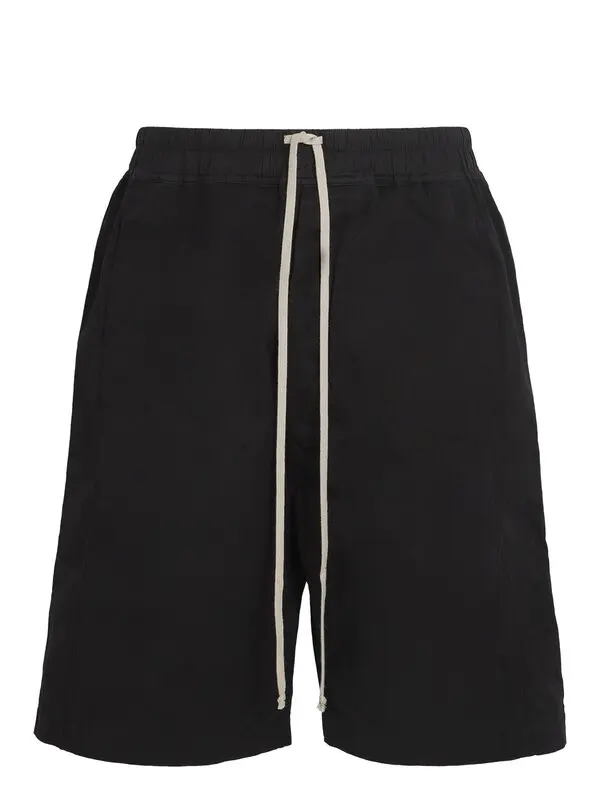 Rick Owens Wide-leg Cotton Pusher Shorts With Press-stud Detailing - Black