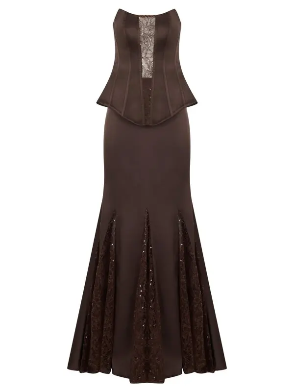 TUBA ERGIN Mirabella Corset Dress - Brown