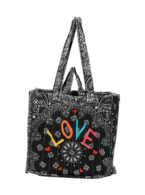 CALL IT BY YOUR NAME Cotton Medium Cabas Bag - Black