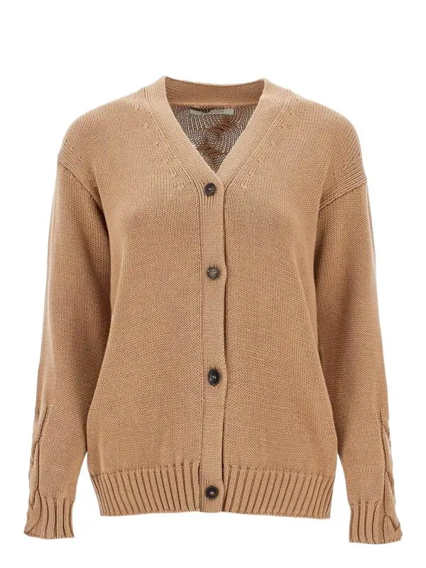 Max Mara Long-sleeved V-neck Cardigan - Nude