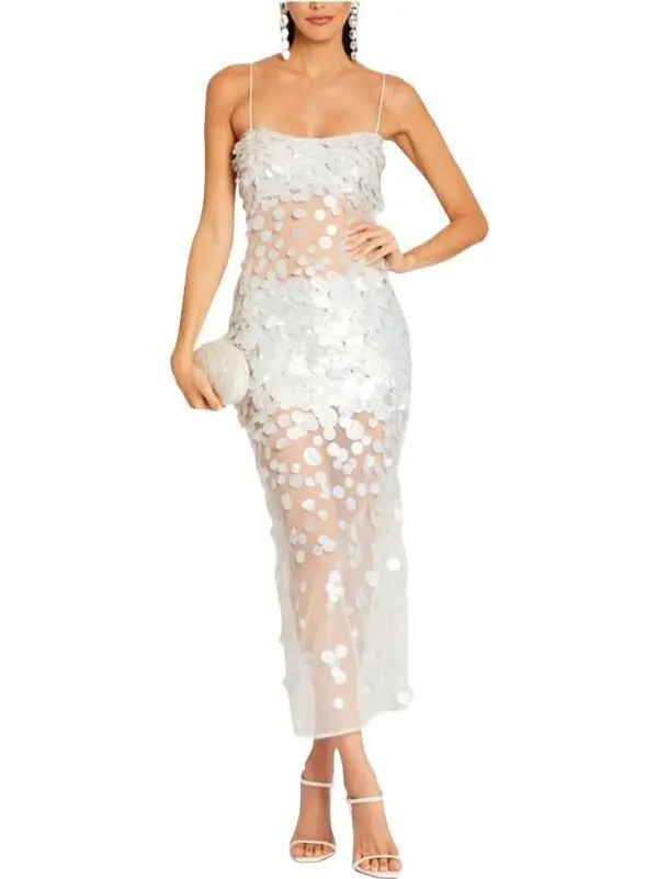 Retrofete Mischa Sequin Embellished Maxi Dress - Ivory