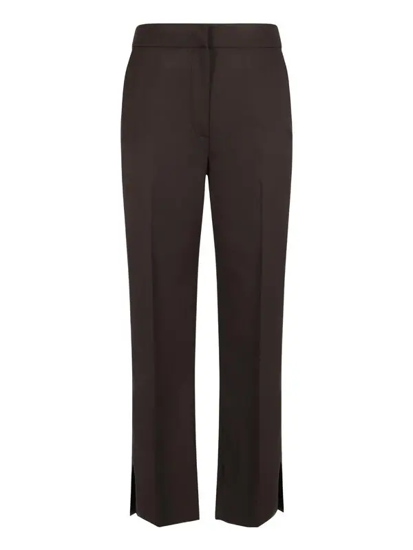 LOULOU STUDIO Cropped Trousers With Slit Hem - Choco