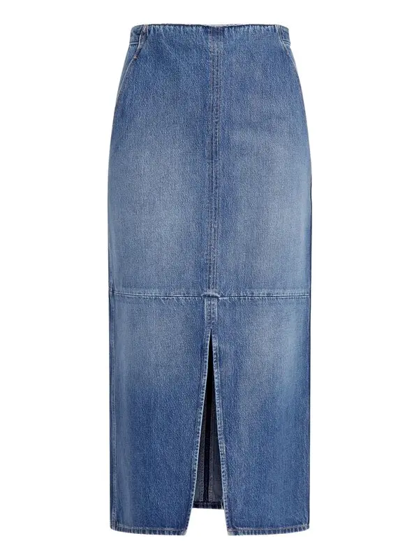 Tommy Hilfiger Denim Skirt With Logo Detail - Blue