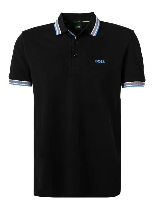 Hugo Boss Logo Embroidered Short-sleeved Polo Shirt - Black