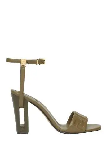 Fendi Nappa Leather Ff Embossed High-heeled Sandals - Green