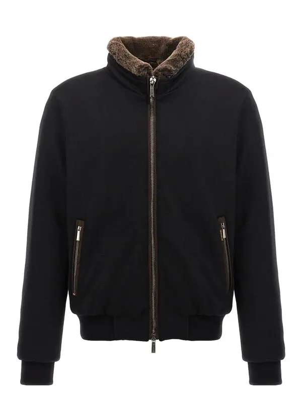 MOORER Bellati-mrw Jacket With Removable Fur Collar - Black