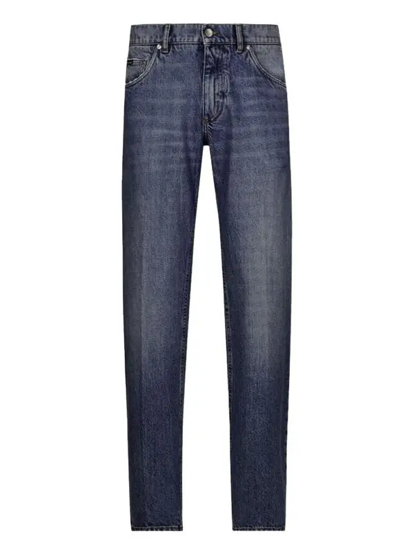 Dolce & Gabbana Dg Embroidered Stretch Cotton Jeans - Blue