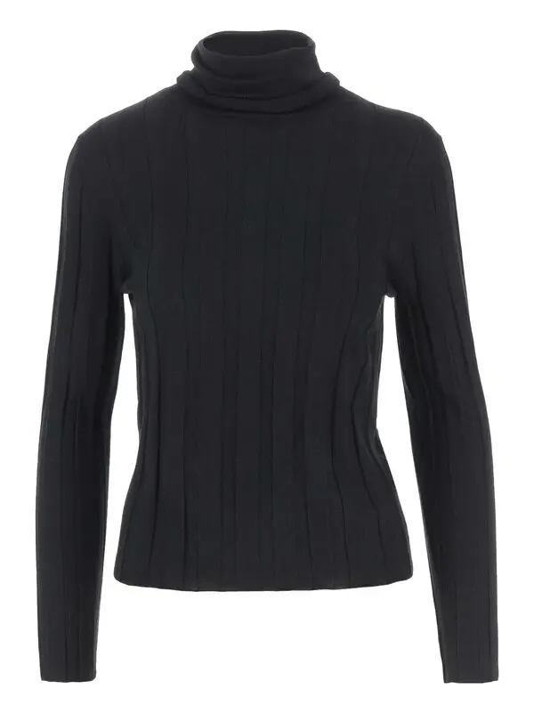 ALLUDE Ribbed Long-sleeved Jumper - Black