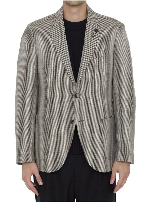 LARDINI Houndstooth Single-breasted Blazer - Gray