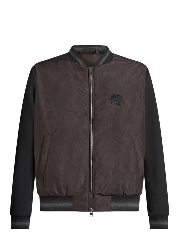 Etro Logo-embroidered Zip-up Bomber Jacket - Black