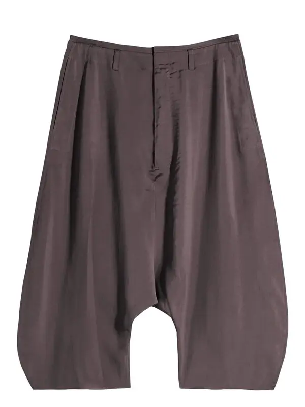 LEMAIRE Crinkled Dropped Crotch Bermuda Shorts In Poly Viscose Twill - Bright Brown