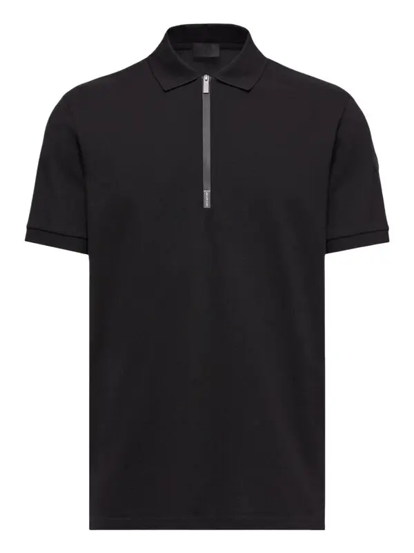 Moncler Logo Patch Short-sleeved Polo Shirt - Black