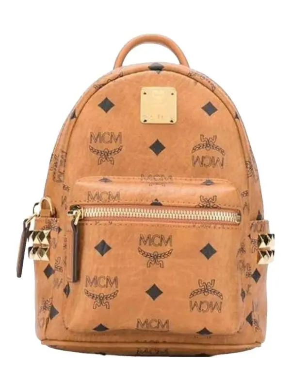 Mcm Repeat Logo Backpack - Brown