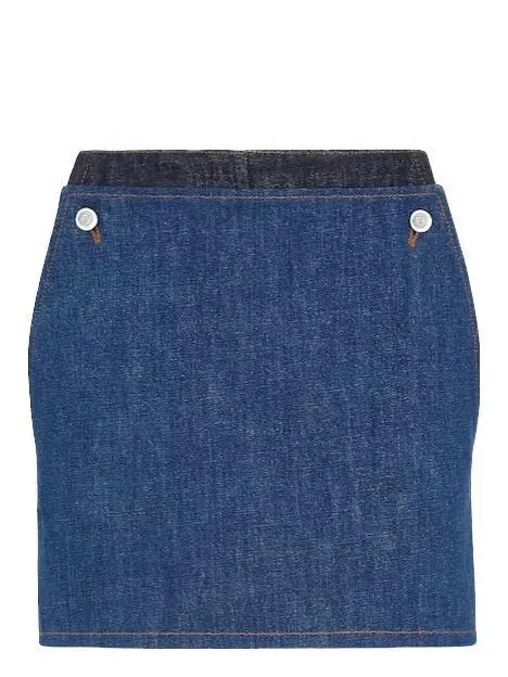 Fendi Denim Panelled Logo Patch Shorts - Blue