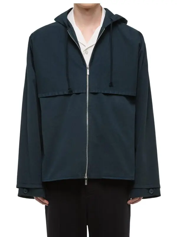Helmut Lang Garment-dyed Zip-up Windbreaker With Drawstring Detail - Black