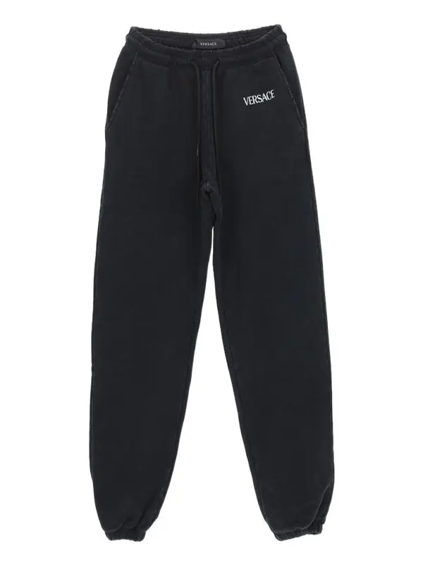 Versace Logo Printed Drawstring Sweatpants - Black