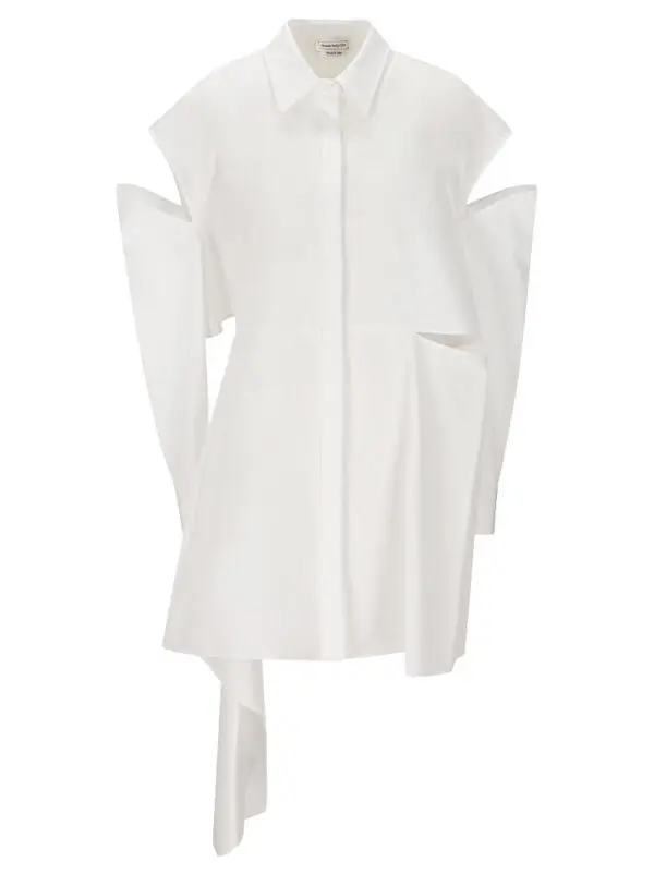 Alexander McQueen Cut-out Detailed Shirt Dress - White