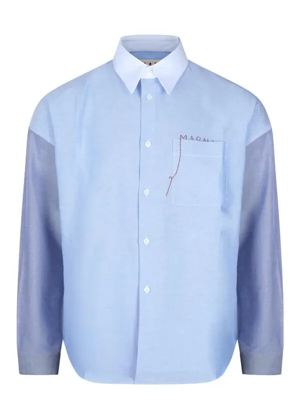 Marni Logo Embroidered Shirt - Blue