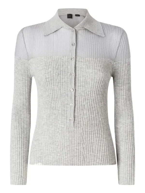 Pinko Ribbed Knit Polo Top - White