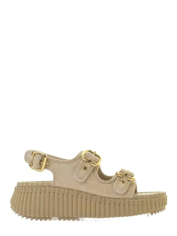 Chloé Nama Platform Sandals With Buckled Slingback - Light Brown