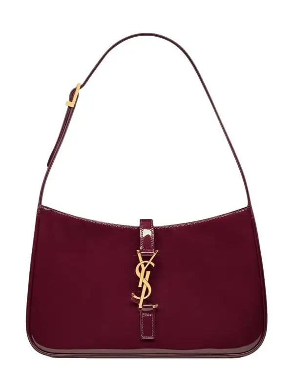 Saint Laurent Le 5 À 7 Logo Plaque Mini Shoulder Bag - Wine Red