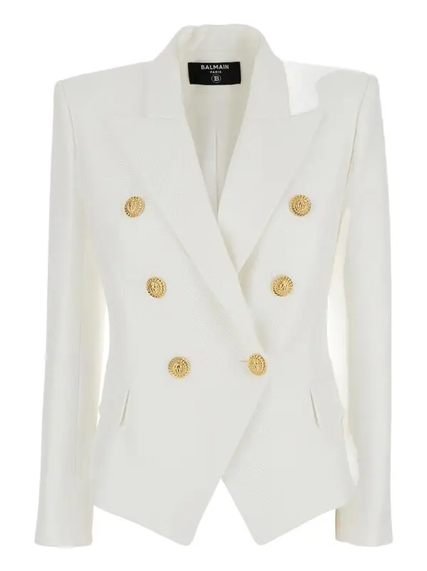 Balmain Double Breasted Tailored Blazer - White