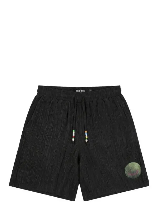 MISBHV Printed Drawstring Shorts - Washed Black