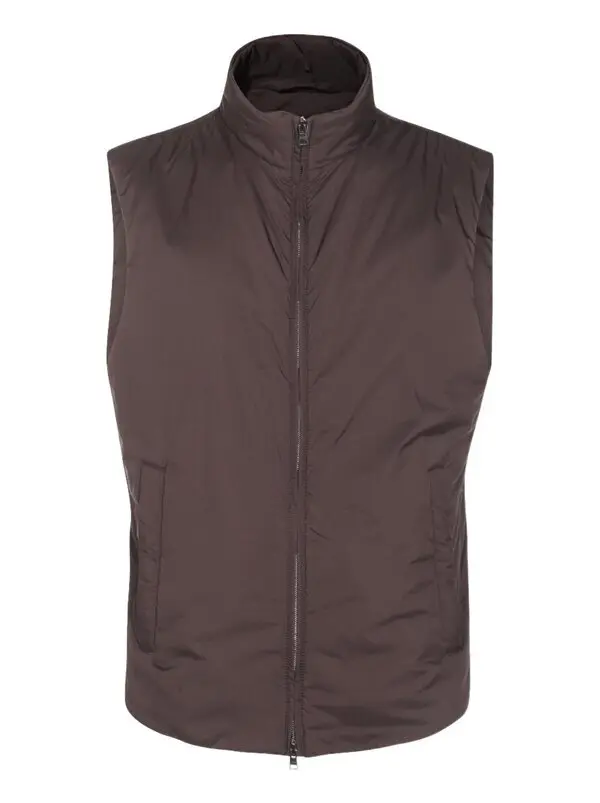 Herno Zip-up Sleeveless Vest - Brown