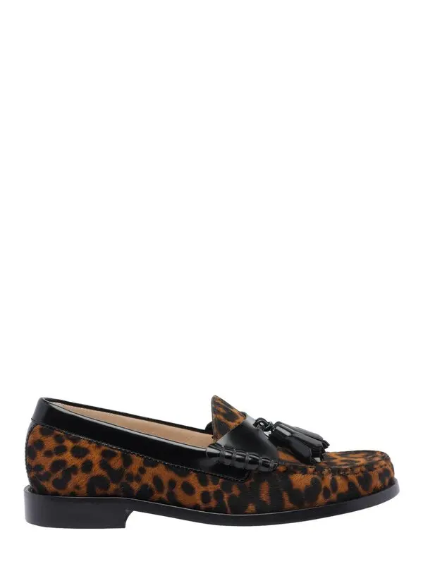 STUART WEITZMAN Leopard Print Tassel Loafers - Black