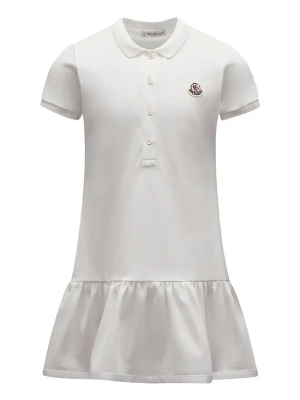 Moncler Piquet Polo Shirt Dress With Pleated Skirt - White